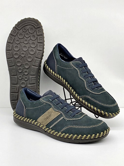 Męskie półbuty Rieker B2468-14 granatowe, Extra Weite na szerokie stopy ...